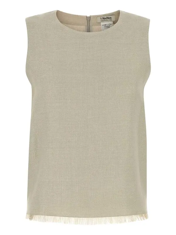 Max Mara Anika Tank Top In Stretch Linen Blend - Brown