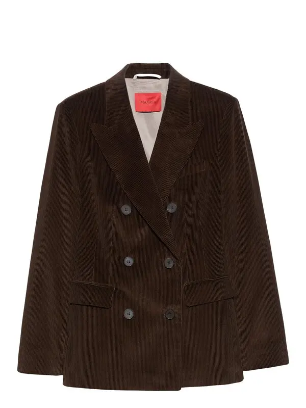 Max & Co. Corduroy Double-breasted Blazer - Brown