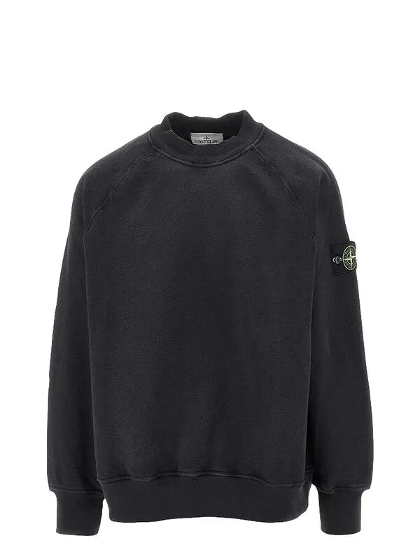 Stone Island Heavy Cotton Crewneck Sweatshirt An - Black