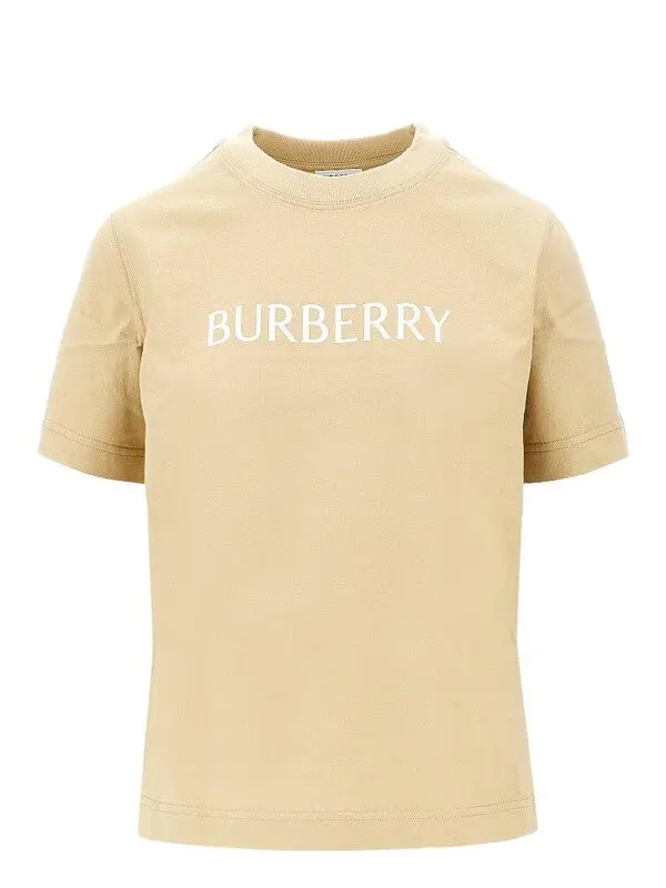 Burberry Cotton Jersey T-shirt With Lettering Logo Print - Beige