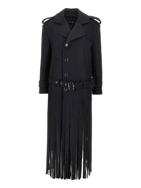 Pinko Fringed Wool-blend Coat - Black