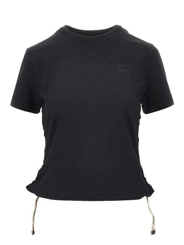 Burberry Short Sleeve Cotton Jersey T-shirt With Side Gatherings - Black