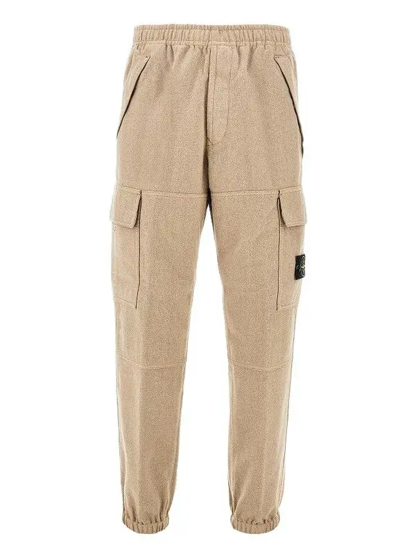 Stone Island Wool Blend Cargo Pants - Beige