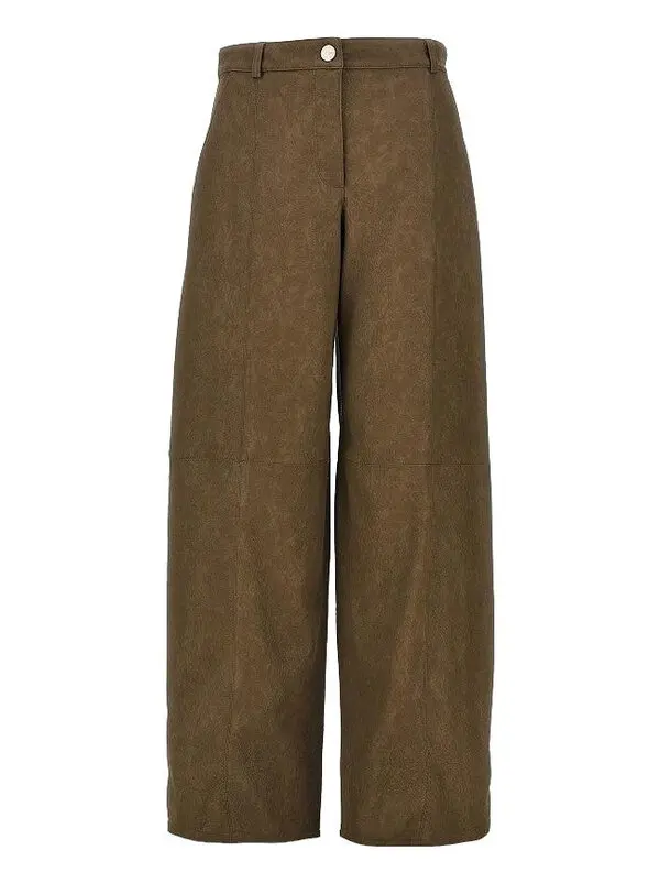Pinko Wide Leg Nubuck-effect Fabric Pants - Brown