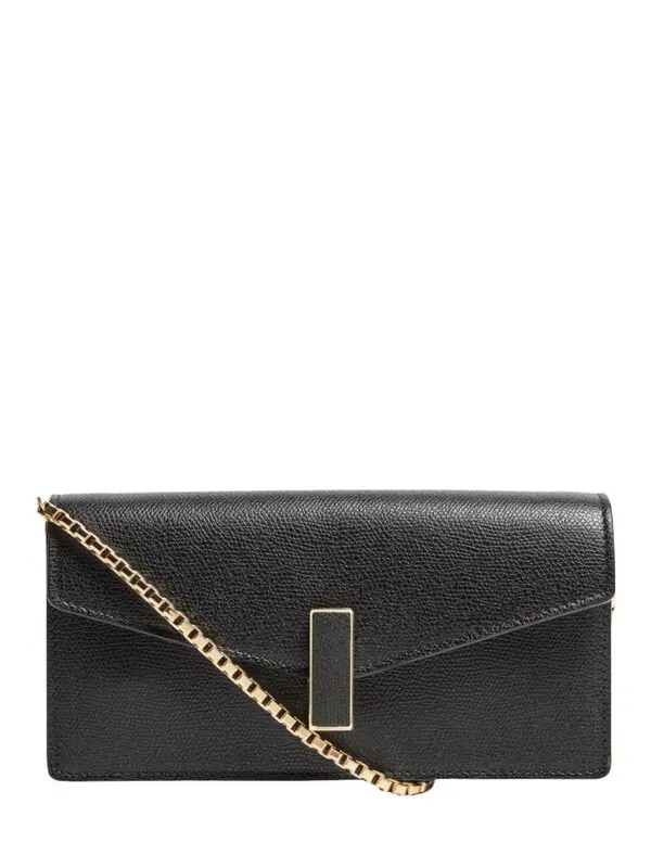 VALEXTRA Goldtone Clasp Flap Bag - Black