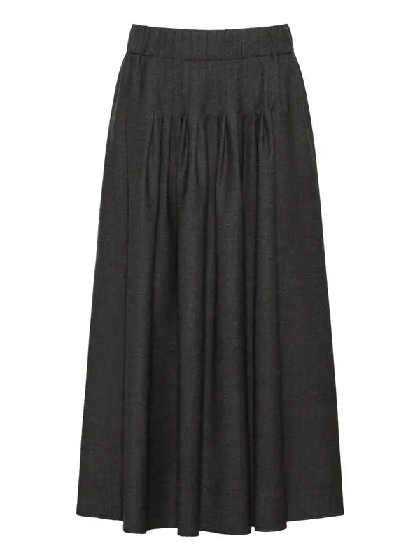 Max Mara Midi Skirt With Elastic Waistband And Pleats - Black