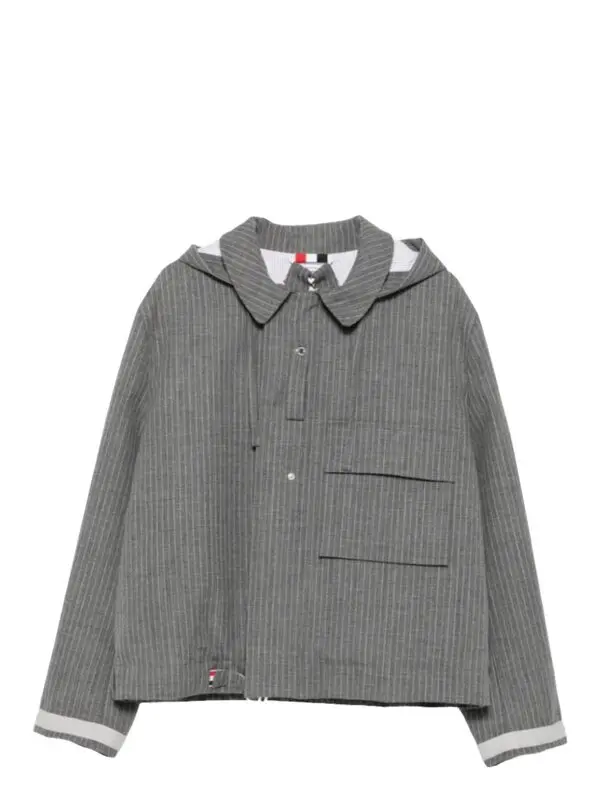 Thom Browne Pinstripe Hooded Jacket - Grey