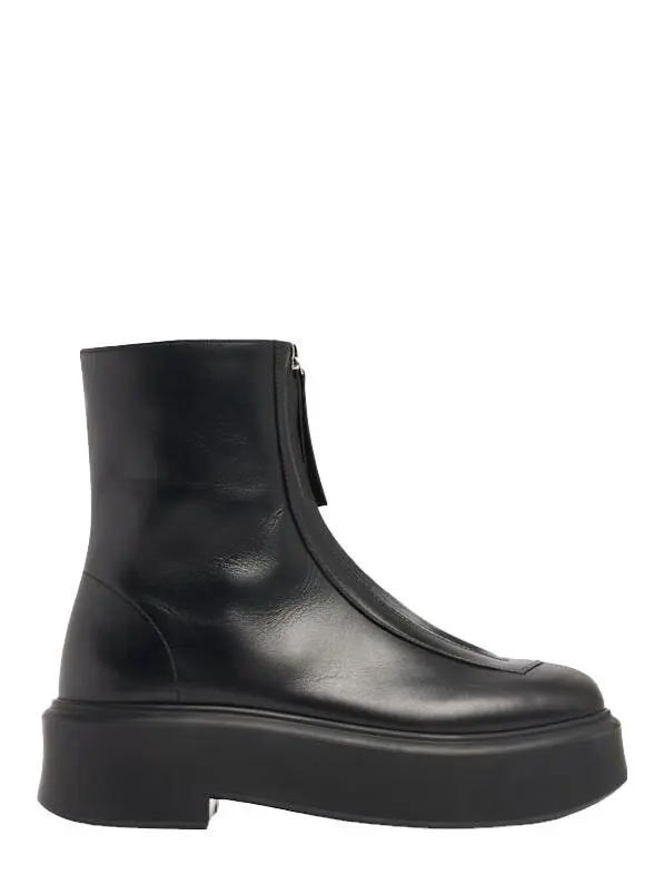 THE ROW Side Zip Ankle Boots - Black