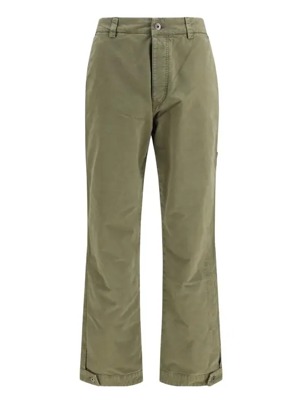 Off-White Button Detailed Straight Leg Pants - Green