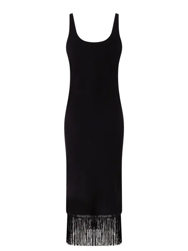 Posse Bianca Maxi Dress With Tasseled Hem - Black