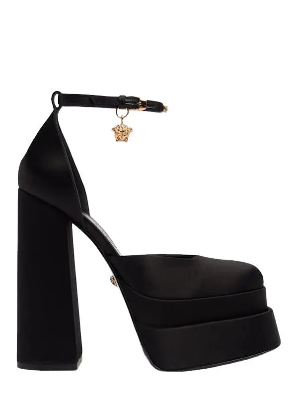 Versace Platform Mules With Block Heel And Ankle Strap - No