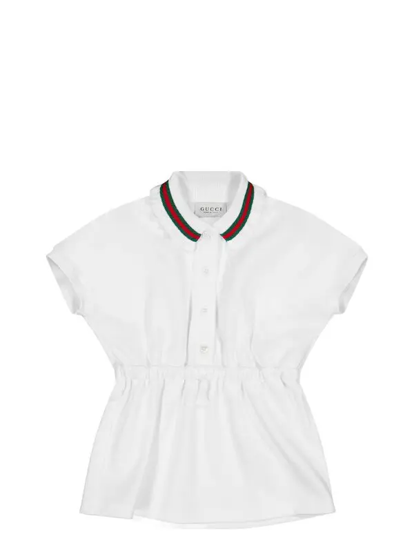 Gucci Capsleeve Polo Top With Striped Collar Trim - No