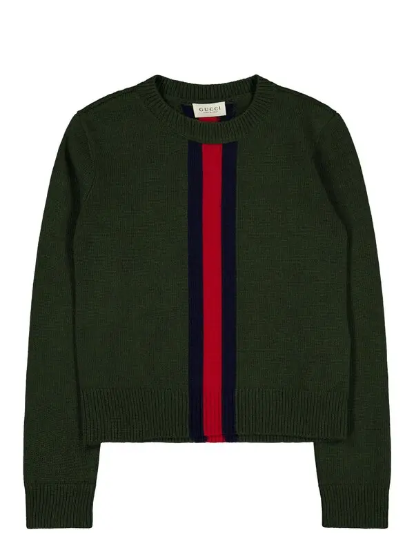 Gucci Longsleeve Crewneck Knit Sweater With Contrast Stripe - No