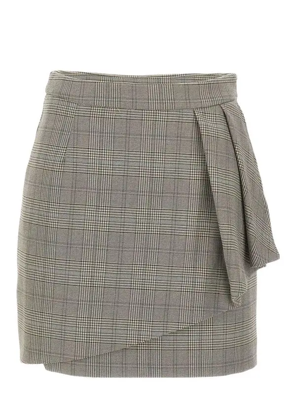 KAOS Prince Of Wales Check Wrap Mini Skirt - Grey