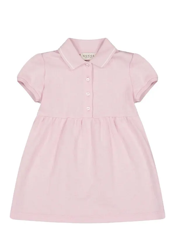 Gucci Short-sleeved Polo Dress With Gathered Waist - Pink