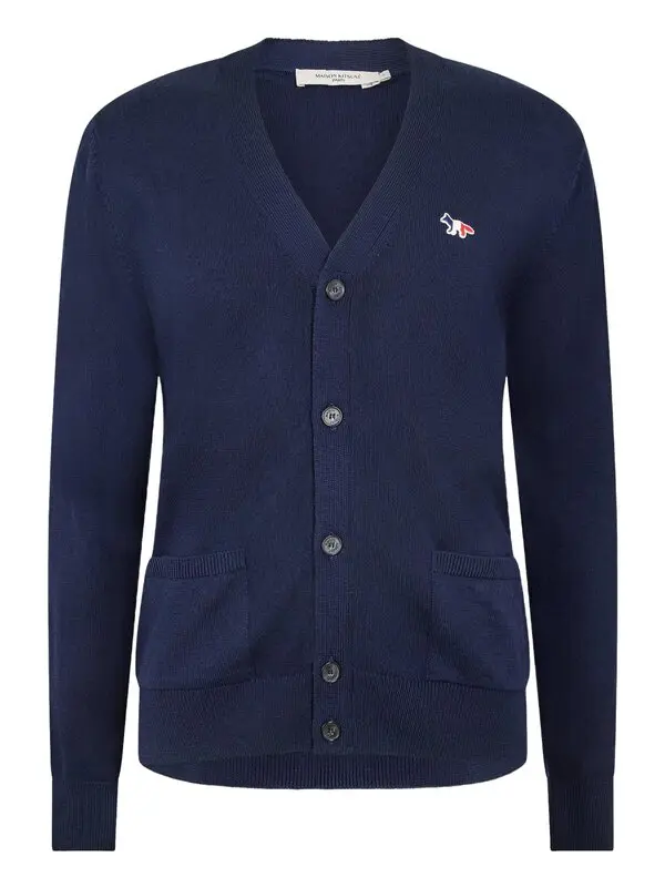 Maison Kitsuné Tricolour Fox Patch Classic Cardigan - Blue