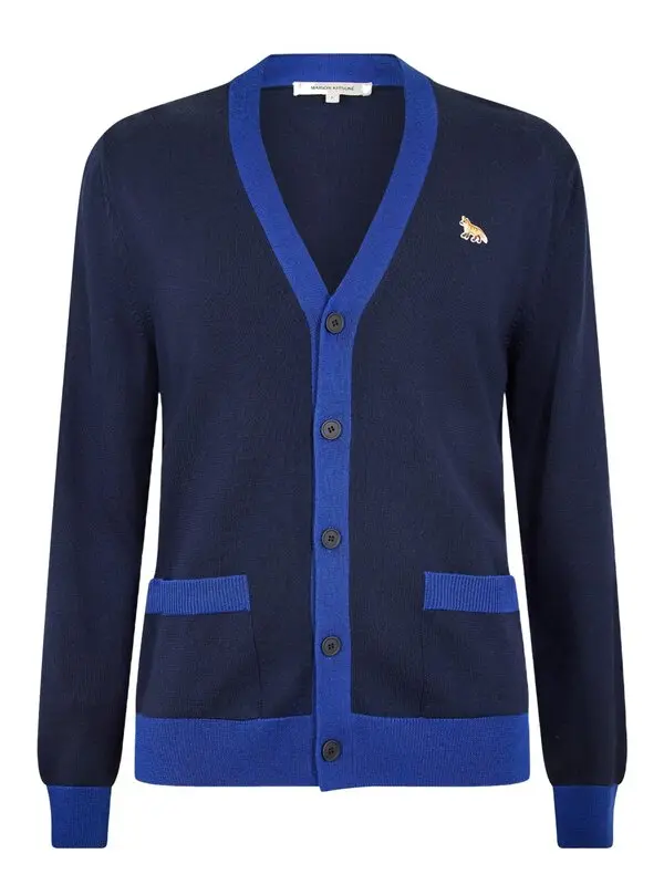 Maison Kitsuné Baby Fox Patch Regular Cardigan - Blue