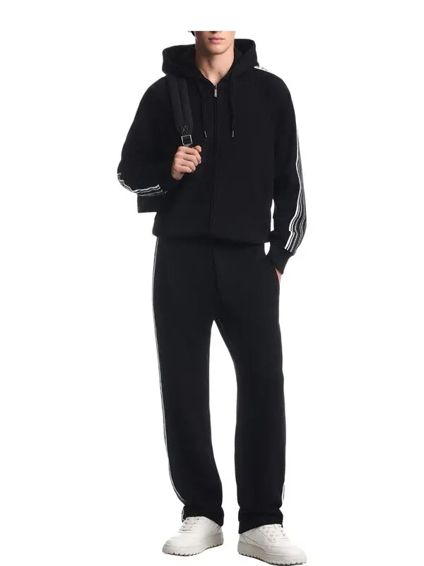Emporio Armani Solid Color Casual Long Pants - Black