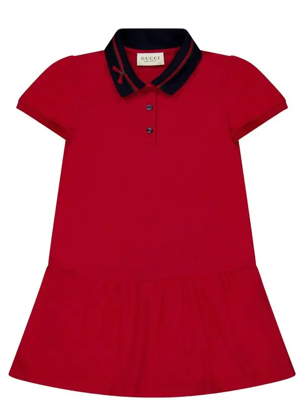 Gucci Shortsleeve Polo Dress With Bow Detail - No