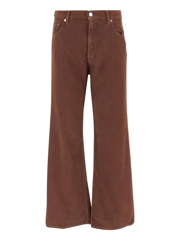 HAIKURE Ribbed Five-pocket Flared Trousers - Brown