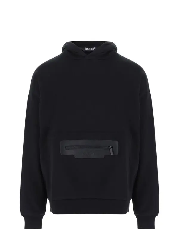 Just Cavalli Hooded Sweatshirt With Zippered Pocket - Black