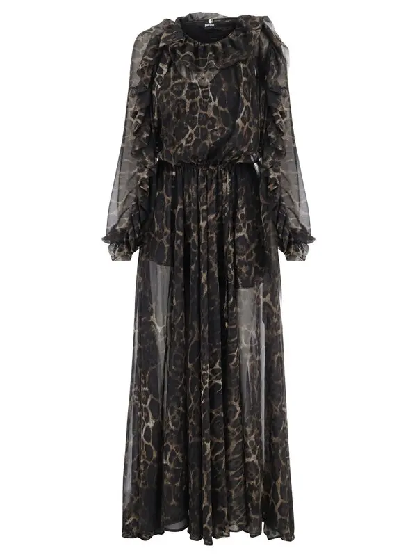Just Cavalli Printed Pleated Maxi Dress - Black