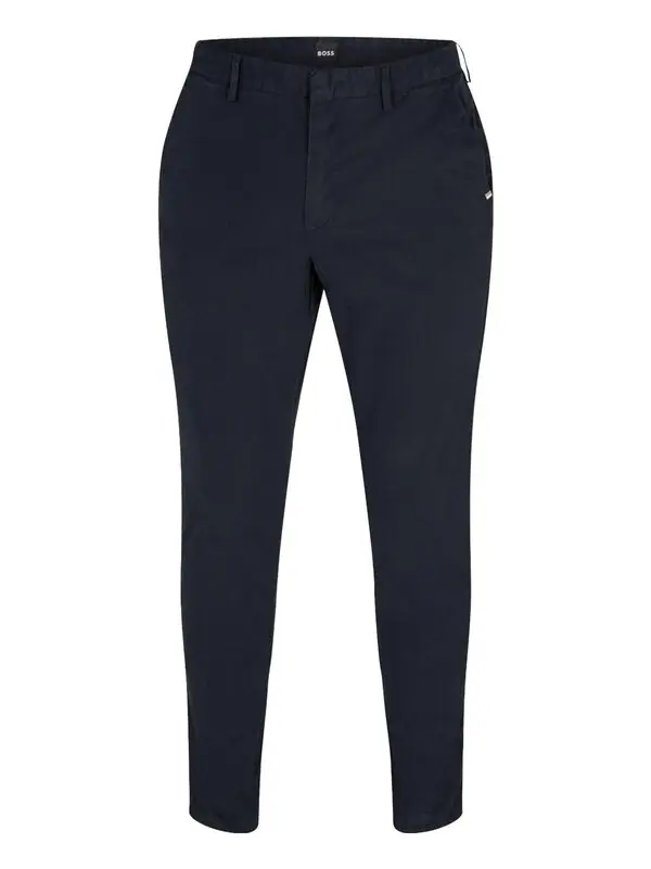 Hugo Boss Buttonzip Waist Cotton Chino Trousers - Black