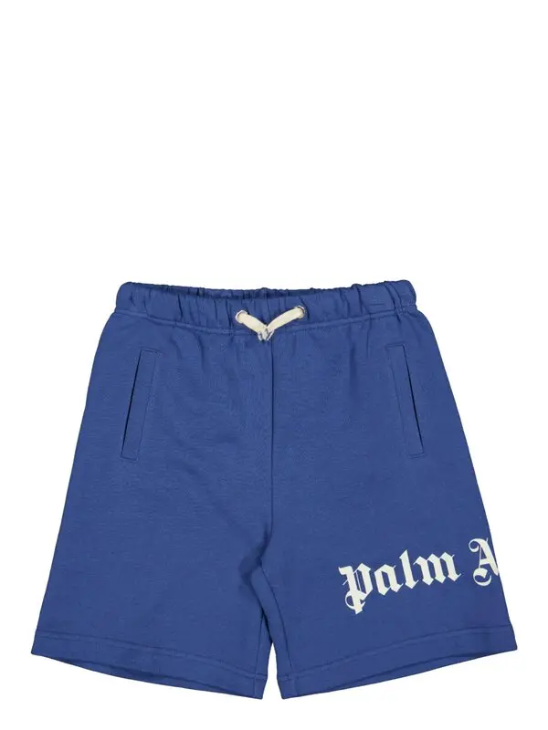 Palm Angels Logo Detail Drawstring Shorts - Blue