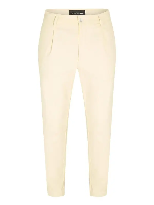 Hugo Boss Buttonzip Waist Pleated Chino Trousers - White