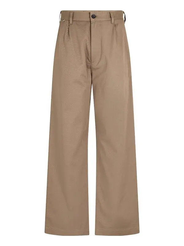 Hugo Boss Button-zip Waist Pleated Wide-leg Trousers - Brown