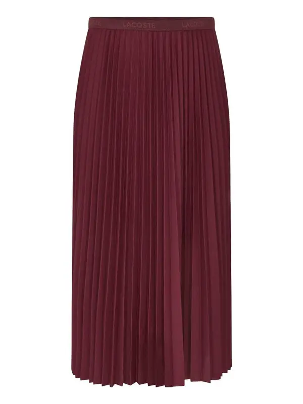 Lacoste Pleated Midi Skirt With Logo Waistband - Red