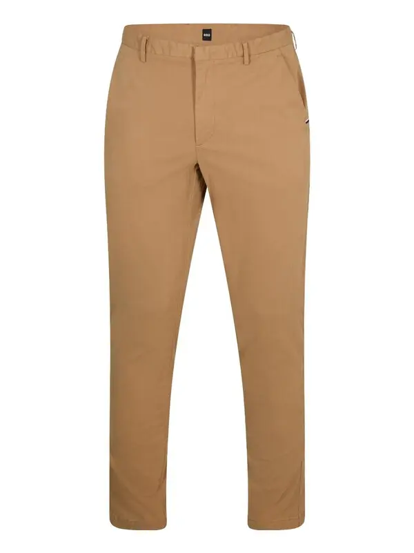 Hugo Boss Buttonzip Waist Cotton Chino Trousers - Brown