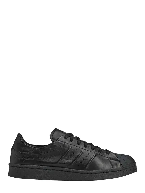 Y3 Low Top Leather Sneakers With Shell Toe Cap - Black