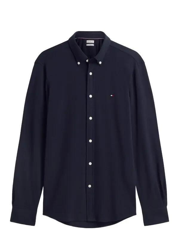 Tommy Hilfiger Cotton Knitted Long-sleeve Slim-fit Shirt - Black