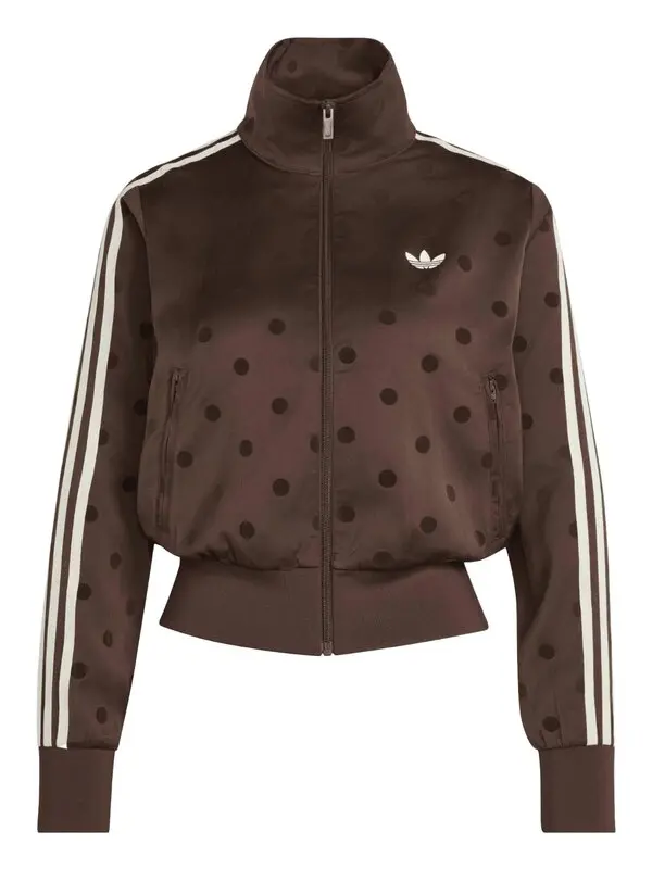ADIDAS ORIGINALS Cropped Polka Dot Track Jacket With Stand-up Collar - Brown