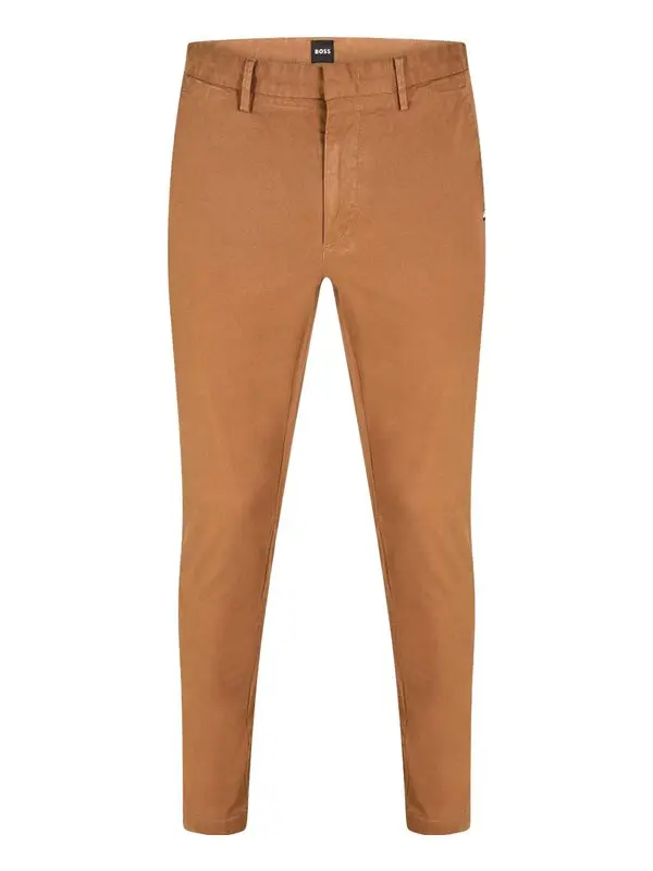 Hugo Boss Buttonzip Waist Twill Chino Trousers - Brown