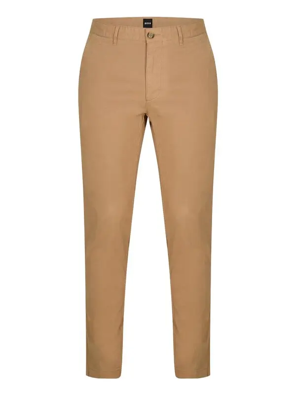 Hugo Boss Buttonzip Waist Cotton Chino Trousers - Nude