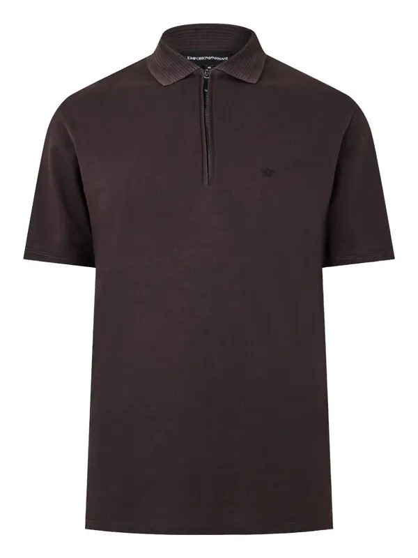 Emporio Armani Solid Color Polo Shirt - Black