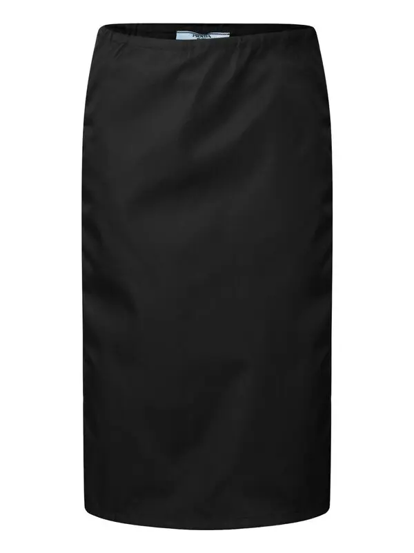Prada Midlength Wrap Skirt With Drawstring Tie And Signature Logo Plaque - Black