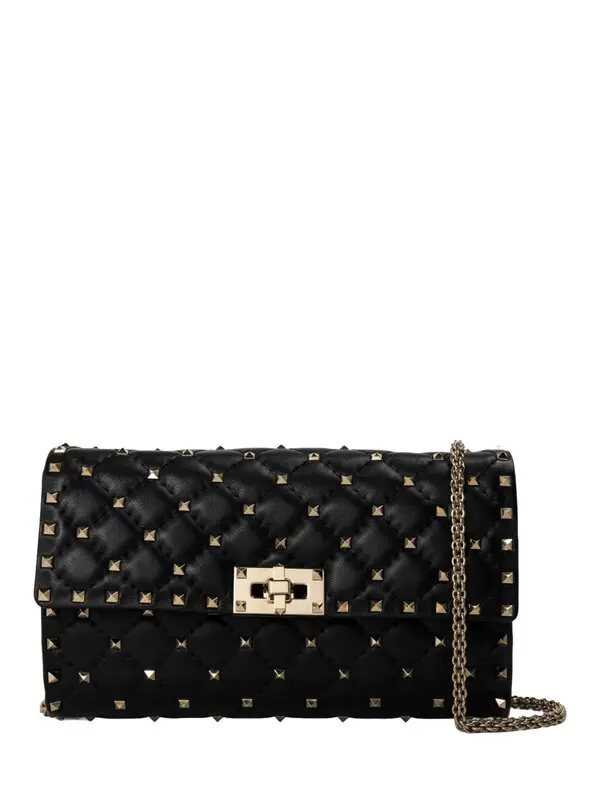 Valentino Garavani Quilted Leather Shoulder Bag With Rockstud Embellishment - Black