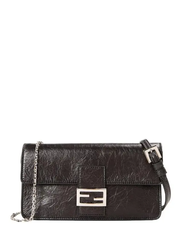 Fendi Flapover Shoulder Bag - Black