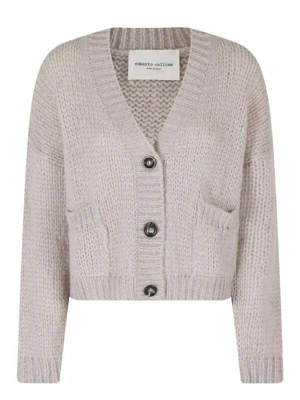 ROBERTO COLLINA Button-down Chunky Knit Cardigan - Light Beige