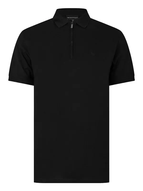 Emporio Armani Solid Color Polo Shirt - Black