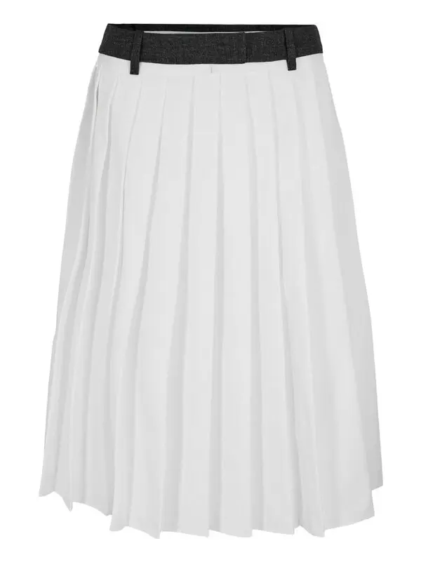 Prada Midi Pleated Skirt With Contrast Waistband - White