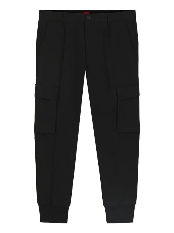 Hugo Boss Cargo Jogger Pants With Button-zip Waist - Black