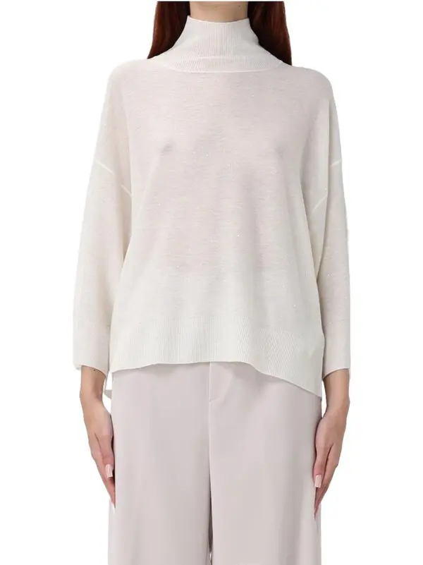 Fabiana Filippi Boxy Turtleneck Sweater With Subtle Sparkle Embellishment - White