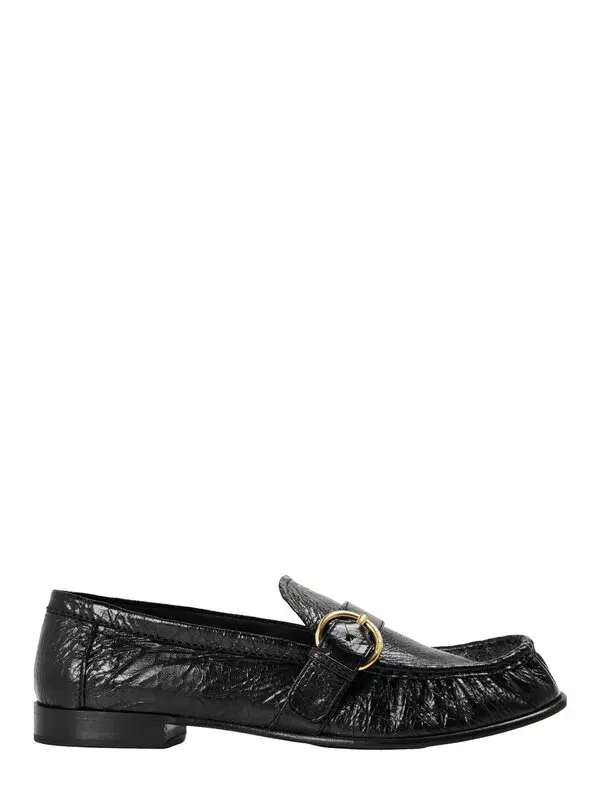 Miu Miu Crinkled Leather Loafers - Black