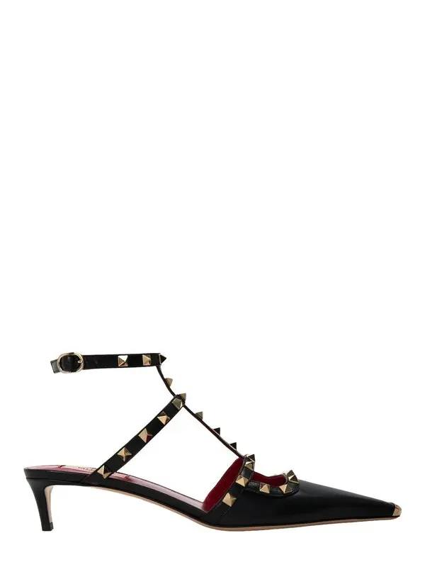 Valentino Garavani Studded Pointed Toe Slingback Pumps - Black