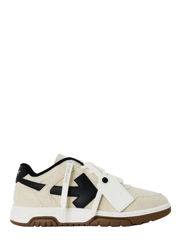Off-White Fabric Low Top Sneakers With Contrast Logo - Black