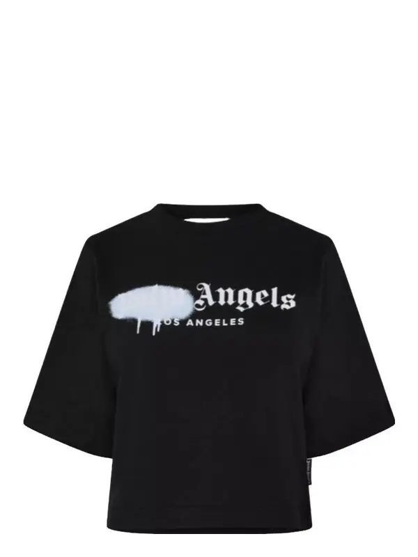 Palm Angels Spray Paint Cropped T-shirt - Black
